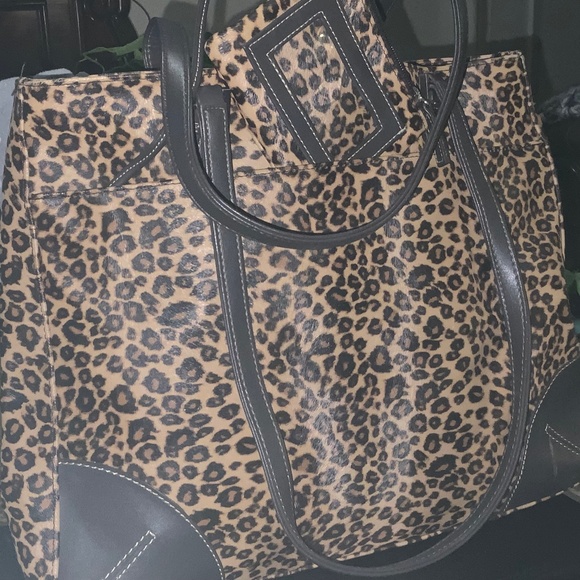 Liz Claiborne | Bags | Liz Claiborne Leopard Print Faux Leather Hobo ...